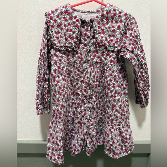 Zara | Shirts & Tops | Zara Floral Collared Dress Red And White | Poshmark